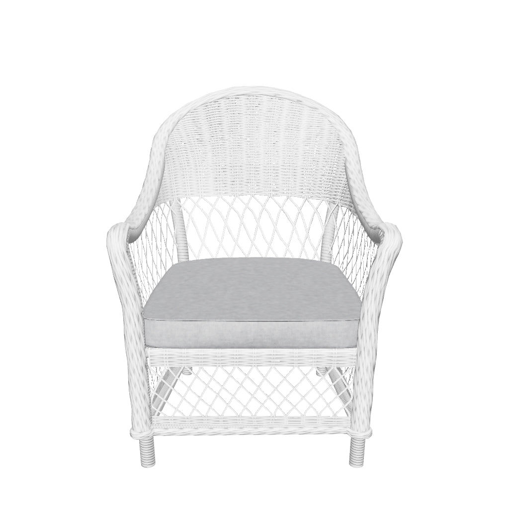 Hamptons Dining Chair in Surfmist Wicker and Dune Spunpoly Cushions