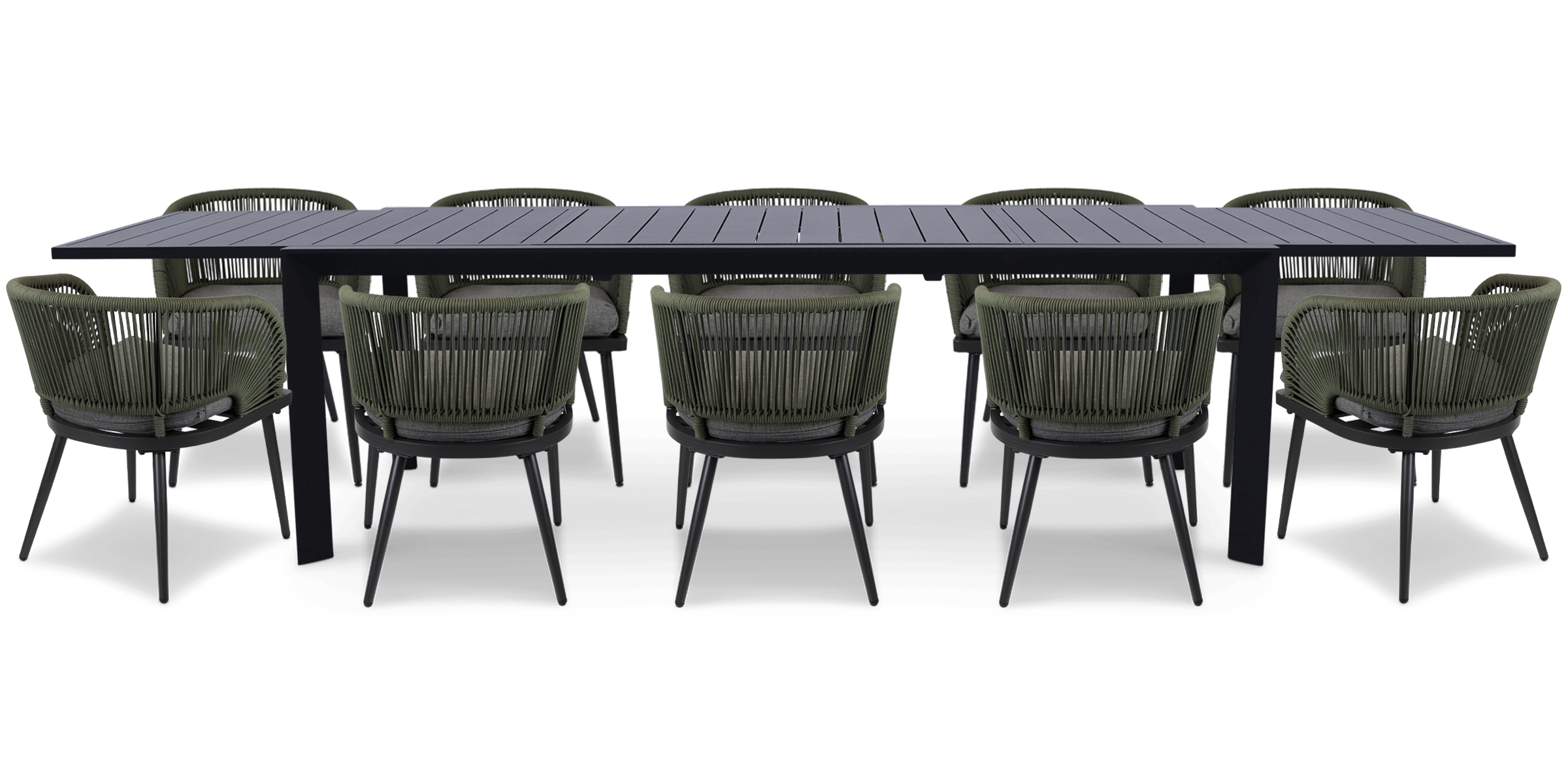 Morocco Outdoor Extension Table in Gunmetal with Rope Chairs – The ...